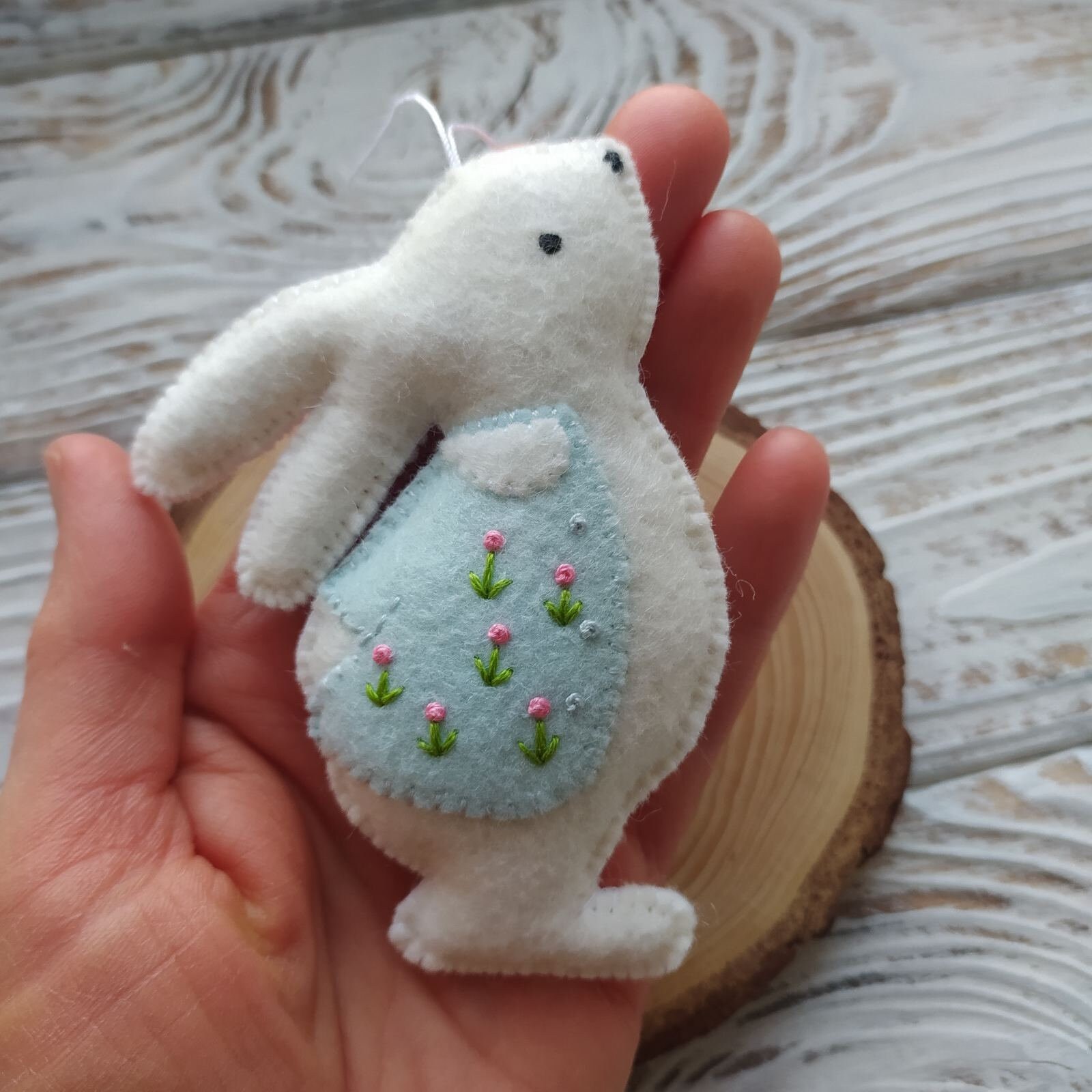 Felt Bunny Ornament, Easter Bunny, Easter Decor Embroidered - Etsy