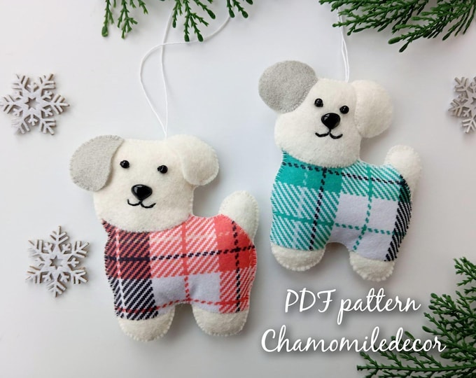 Christmas Pets Ornaments, Felt Christmas Ornament Pattern, Pdf Pattern ...