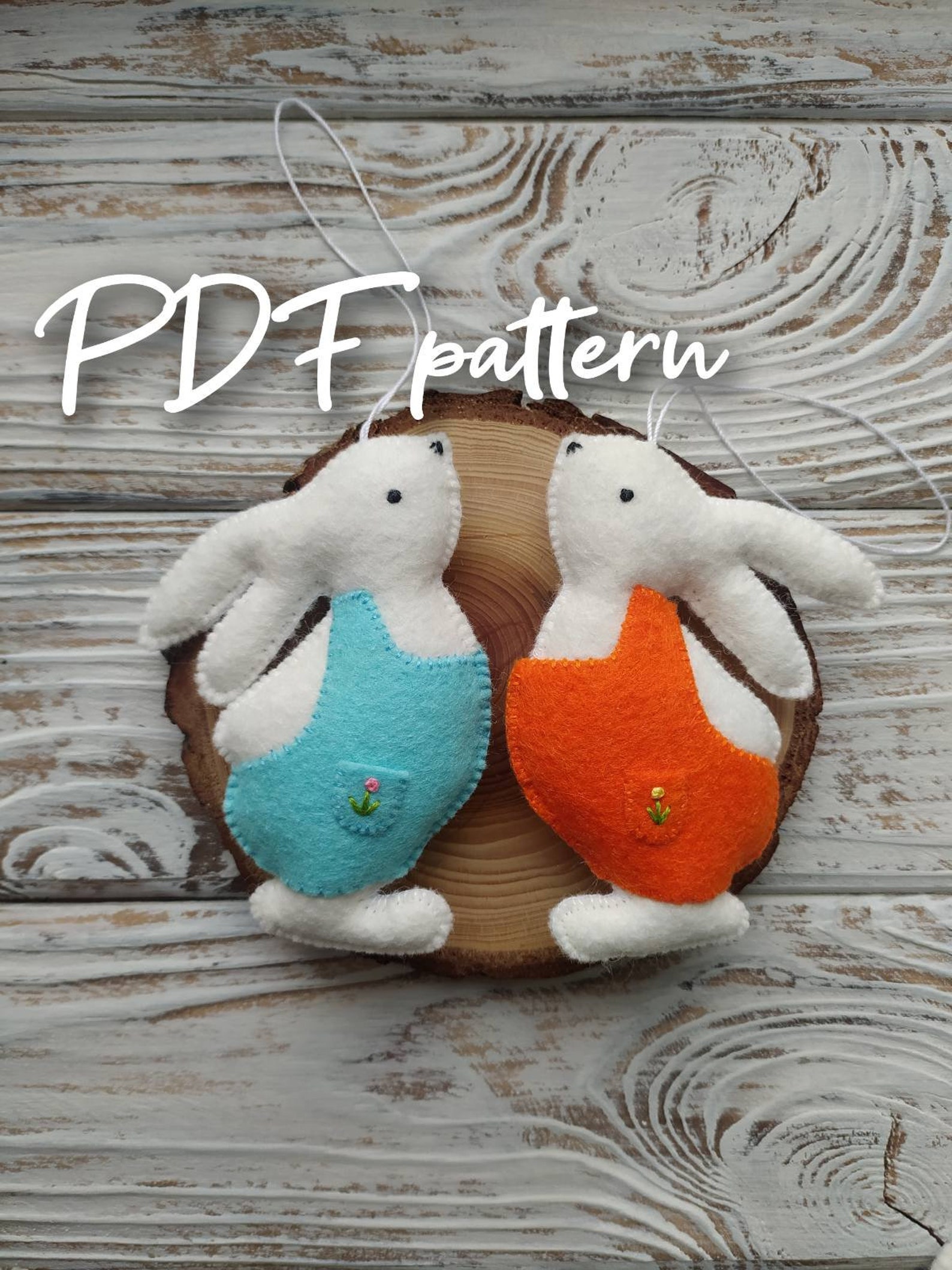Felt Bunny Pdf Pattern, Easter Decor Pattern, Felt Easter Ornaments ...