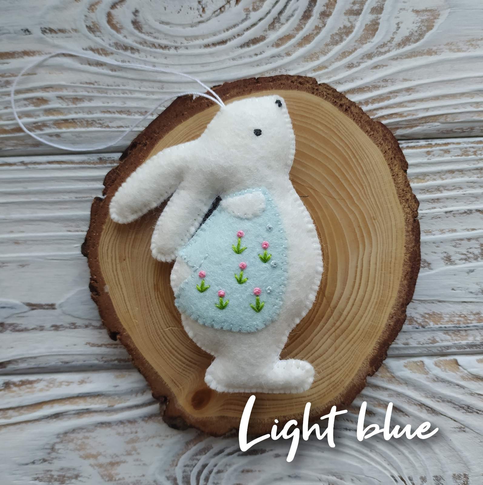 Felt Bunny Ornament, Easter Bunny, Easter Decor Embroidered - Etsy