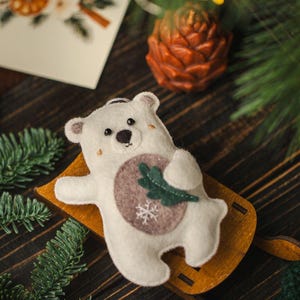 Polar Bear Felt Ornament Digital Pattern, Felt Pattern, Christmas ...