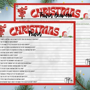 Christmas Trivia Christmas Party Game Printable Trivia - Etsy