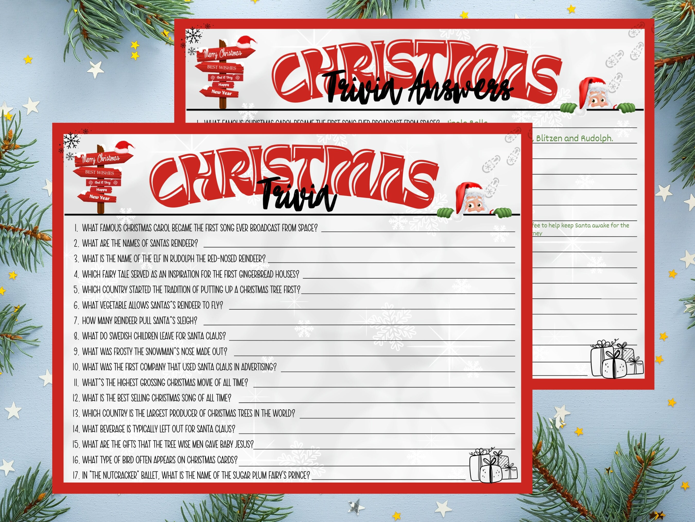 Christmas Trivia Christmas Party Game Printable Trivia - Etsy