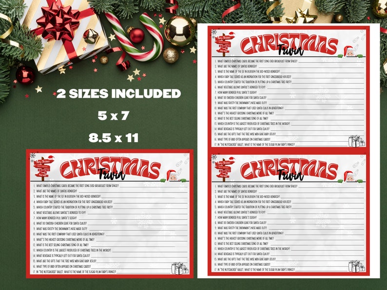 Christmas Trivia Christmas Party Game Printable Trivia - Etsy
