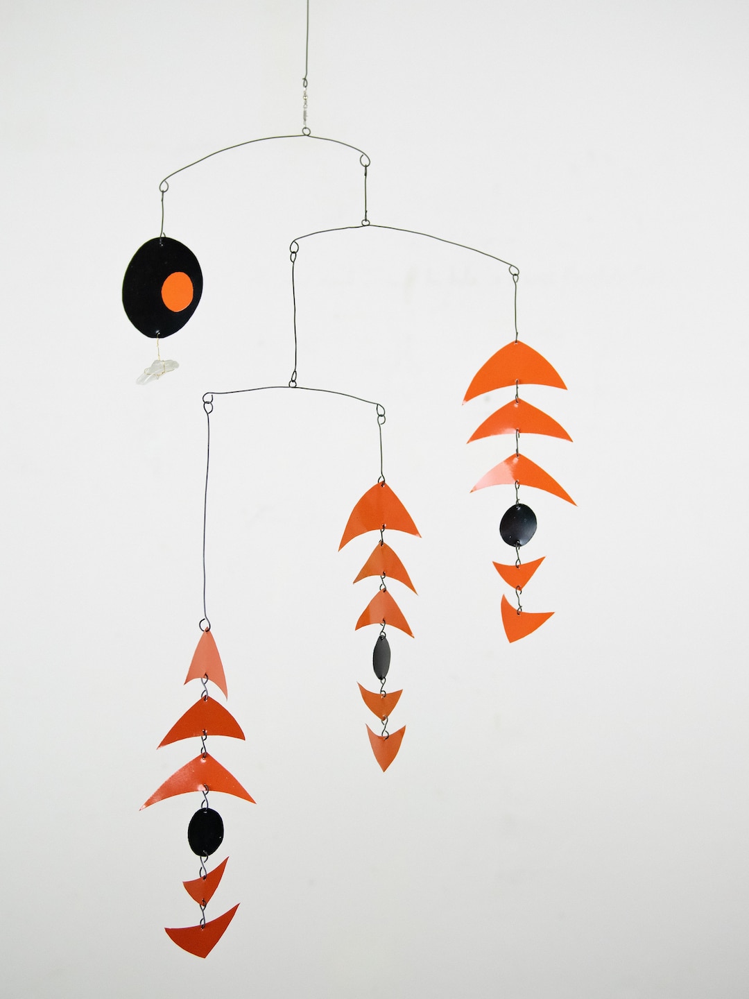 Kinetic Art Mobile: Mid Century Modern Hanging Mobile With Orange ...