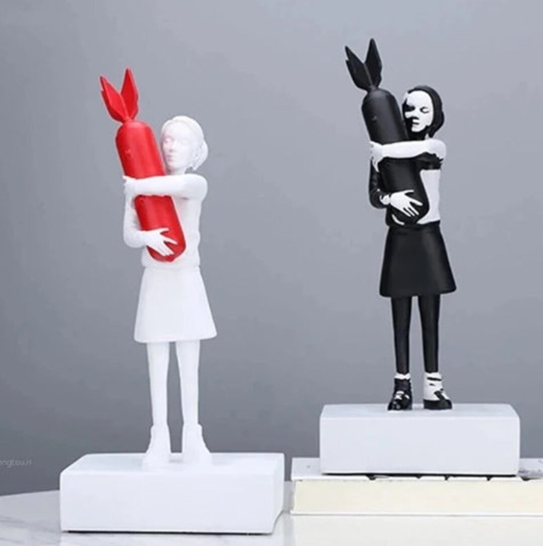 Banksy Bomb Girl Modern Resin Statue Sculpture Table Piece Bomb Hugger ...
