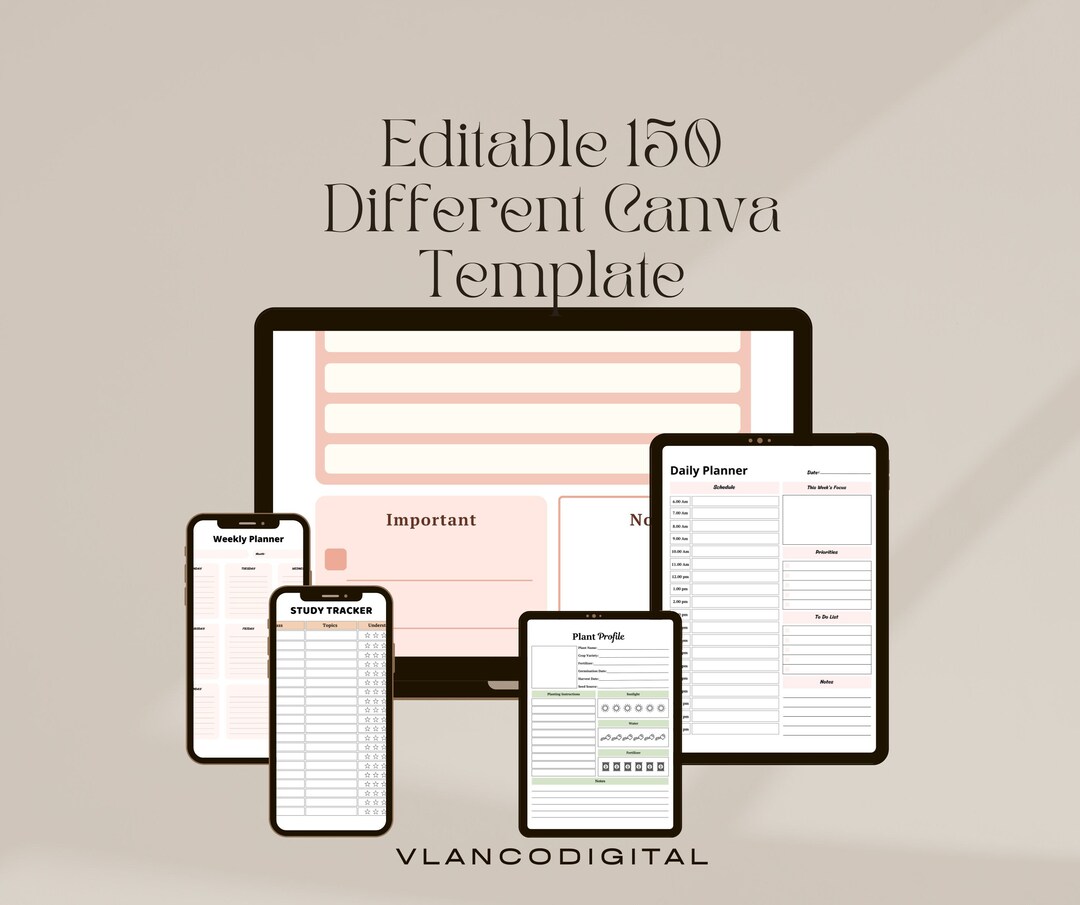 150 CANVA Editable Templates For, Journals, Digital Planners, Diaries ...