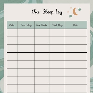 Baby Sleep Log Printable | Newborn Sleep Tracker | Infant Sleep ...