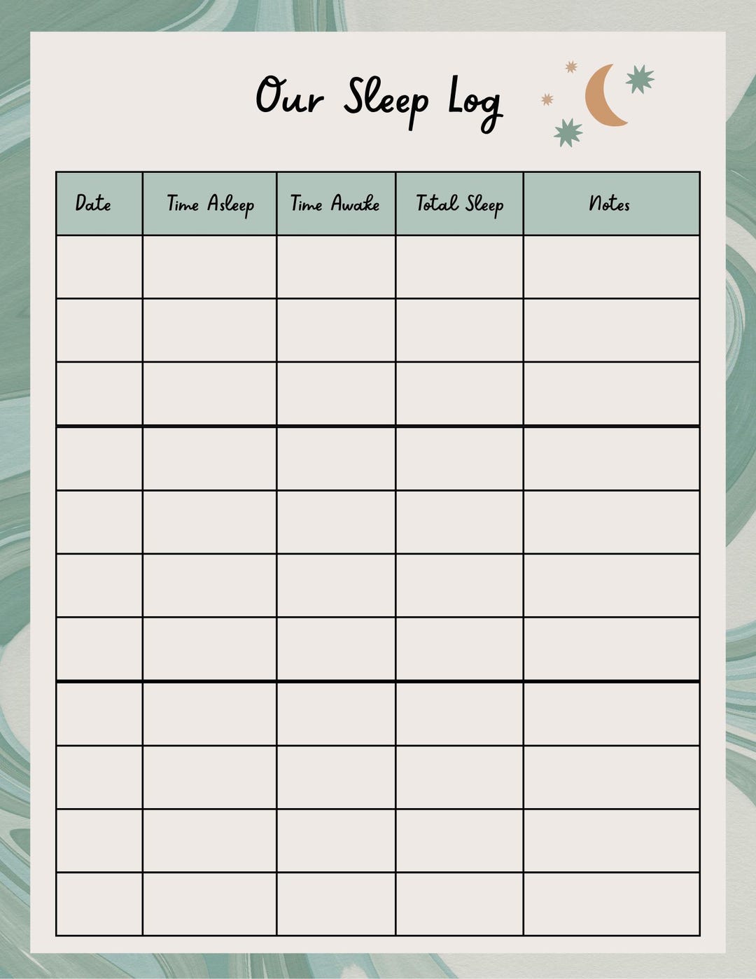Baby Sleep Log Printable | Newborn Sleep Tracker | Infant Sleep ...