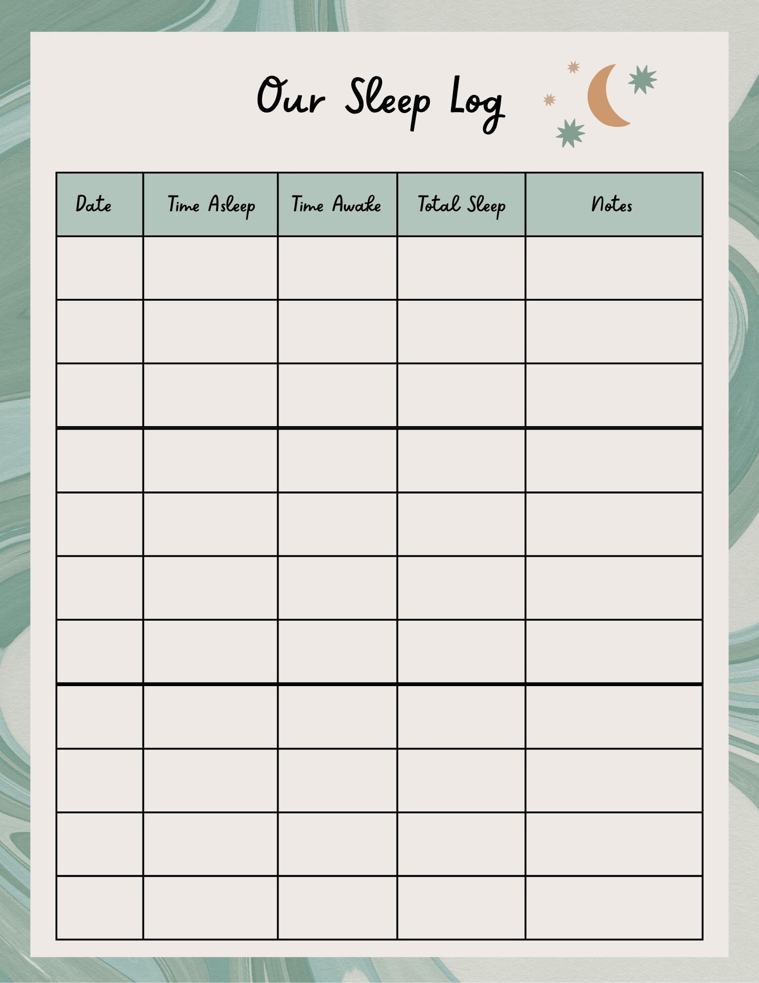 Baby Sleep Log Printable | Newborn Sleep Tracker | Infant Sleep ...