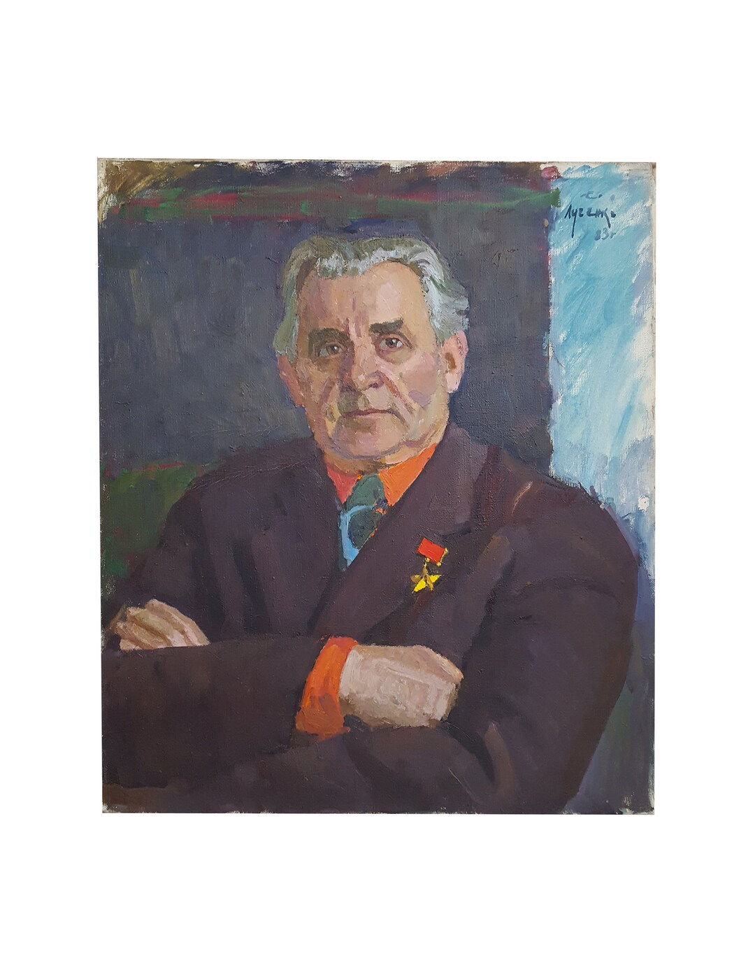 VINTAGE MALE PORTRAIT Original Oil Painting on Canvas by Ukrainian ...