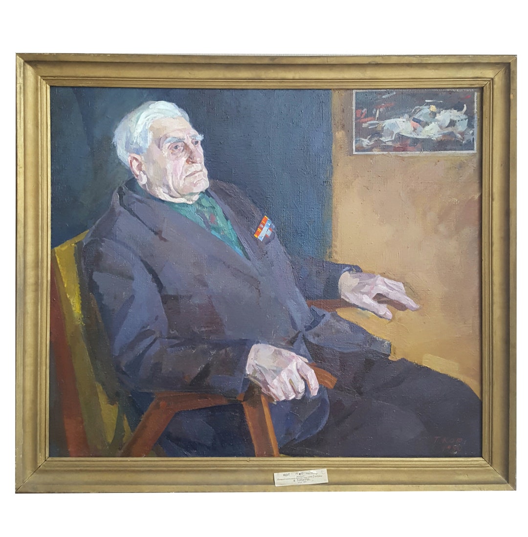 VINTAGE MILITARY PORTRAIT Original Oil Painting by Ukrainian Artist P ...