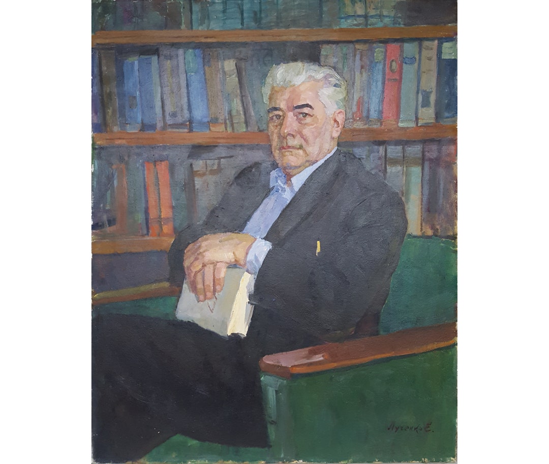 VINTAGE MALE PORTRAIT Original Oil Painting on Canvas by Ukrainian ...