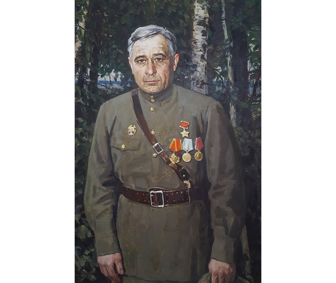 VINTAGE MILITARY PORTRAIT Original Oil Painting by Ukrainian - Etsy