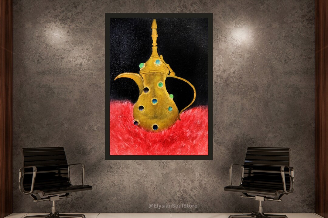 Antique Brass Oil Pot Painting Digital Print Art A Glimpse Into the ...