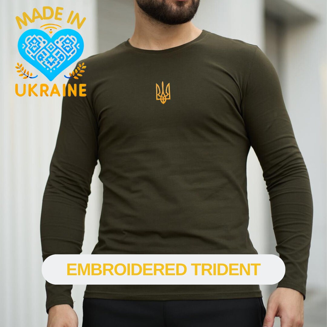 Zelensky Tryzub Longsleeve | Ukraine Shirt With Ukrainian Embroidery ...