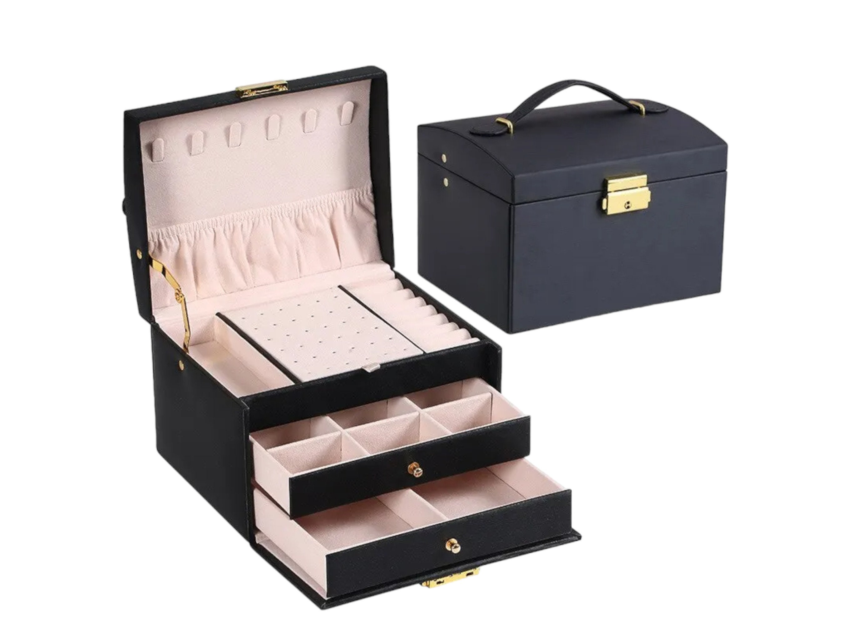 Multi-functional Three-layer Drawer Jewelry Box With Earring Lock - Etsy