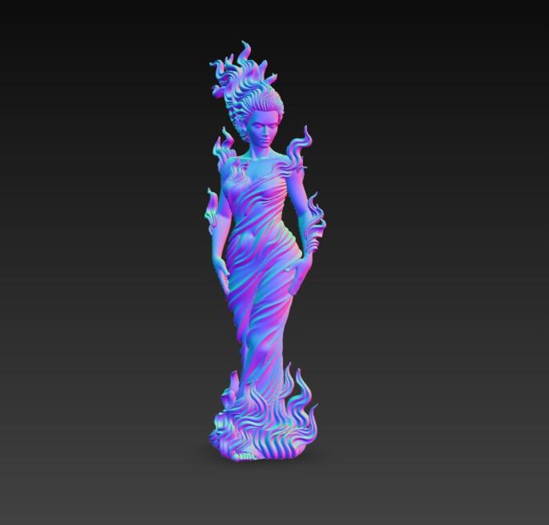 Flame Goddess STL File – Fantasy Fire Woman Statue 3D Print Model - Etsy