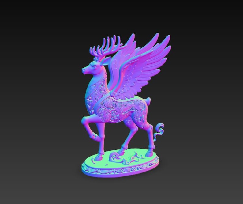 Winged Deer STL File – Fantasy Mythical Animal Sculpture – 3D Printable ...