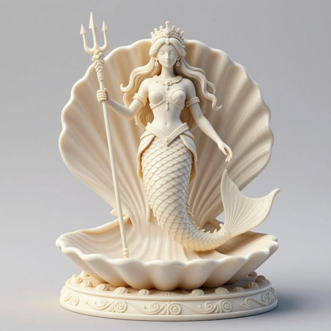 Mermaid Queen Statue STL File – Sea Goddess Sculpture – One Piece 3D ...