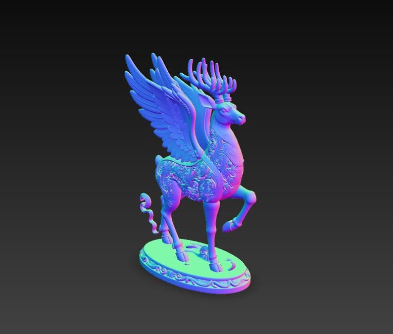 Winged Deer STL File – Fantasy Mythical Animal Sculpture – 3D Printable ...