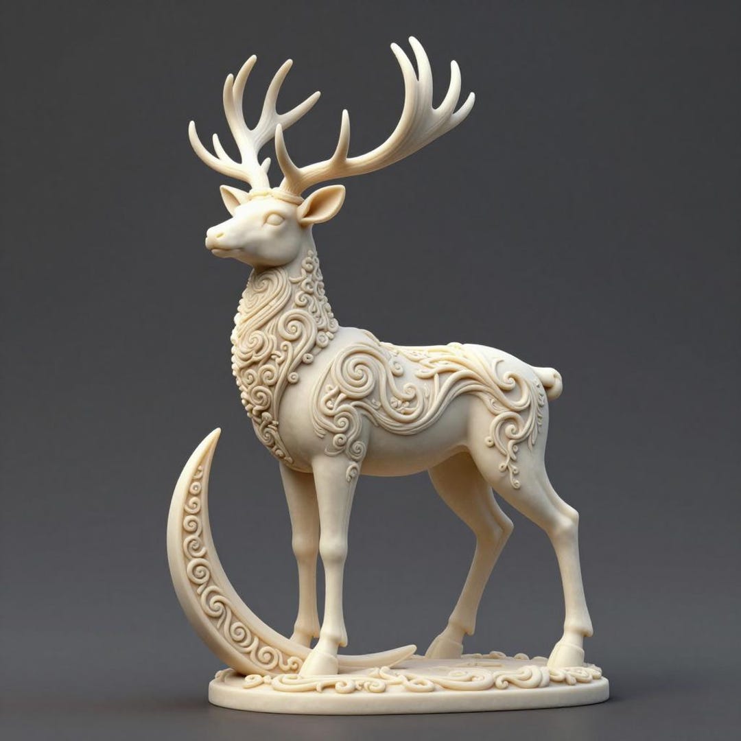Fantasy Deer Statue STL File – Mystic Stag Sculpture – One Piece 3D ...