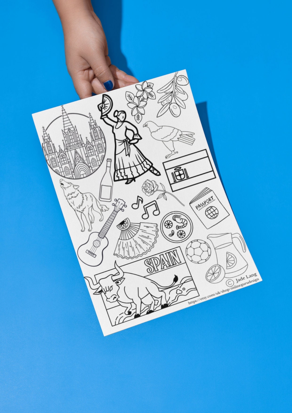 Printable Country Colouring Sheets 5 X Instant Downloads. - Etsy