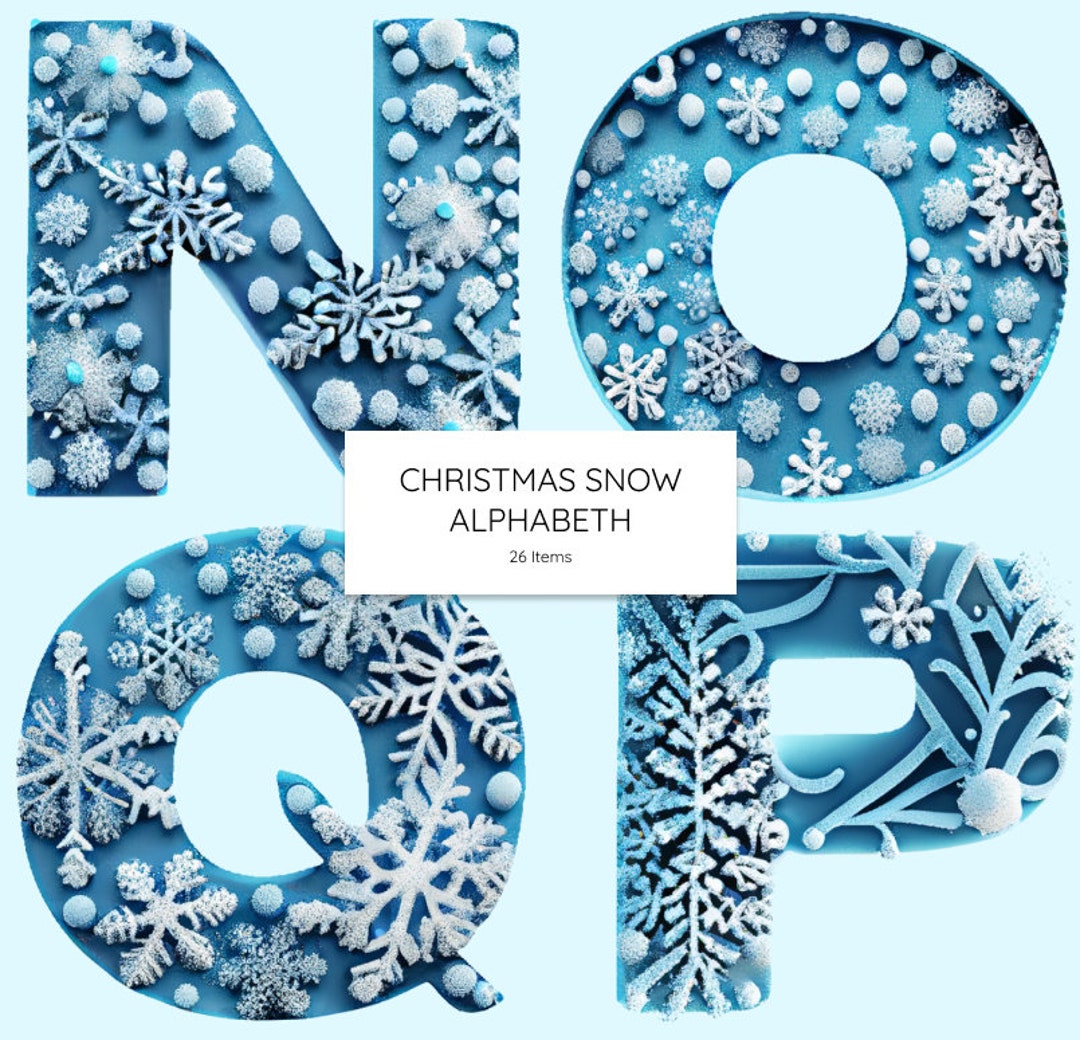 Christmas Snowflakes Alphabet Clipart Bundle 26 Pngs for Memory Books ...