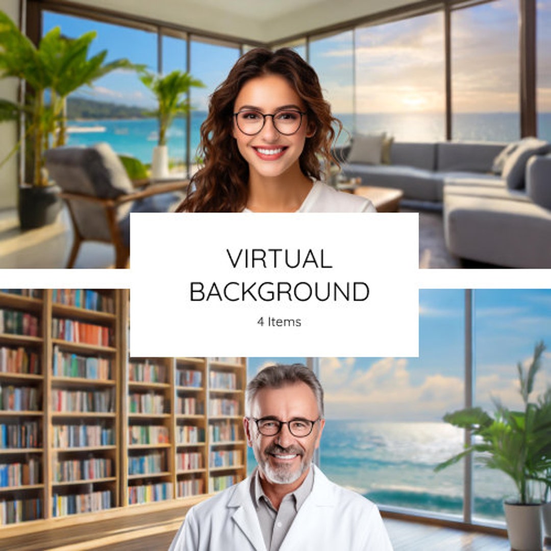 Digital Blurry Ocean View Living Room Home Office Backgrounds 4 Virtual ...