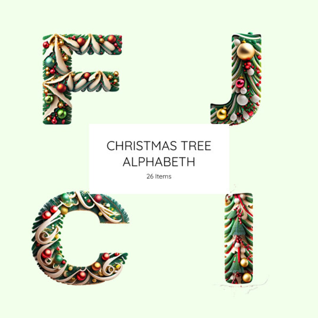 Christmas Tree Alphabet Clipart Bundle 26 Festive High-quality Pngs for ...