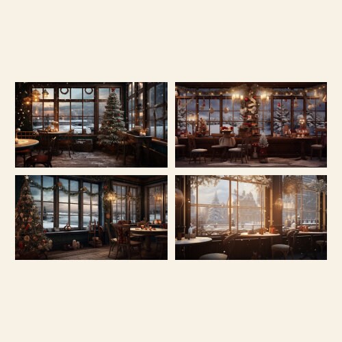 Cozy Christmas Cafe Virtual Backgrounds, Backdrop - Zoom Background ...