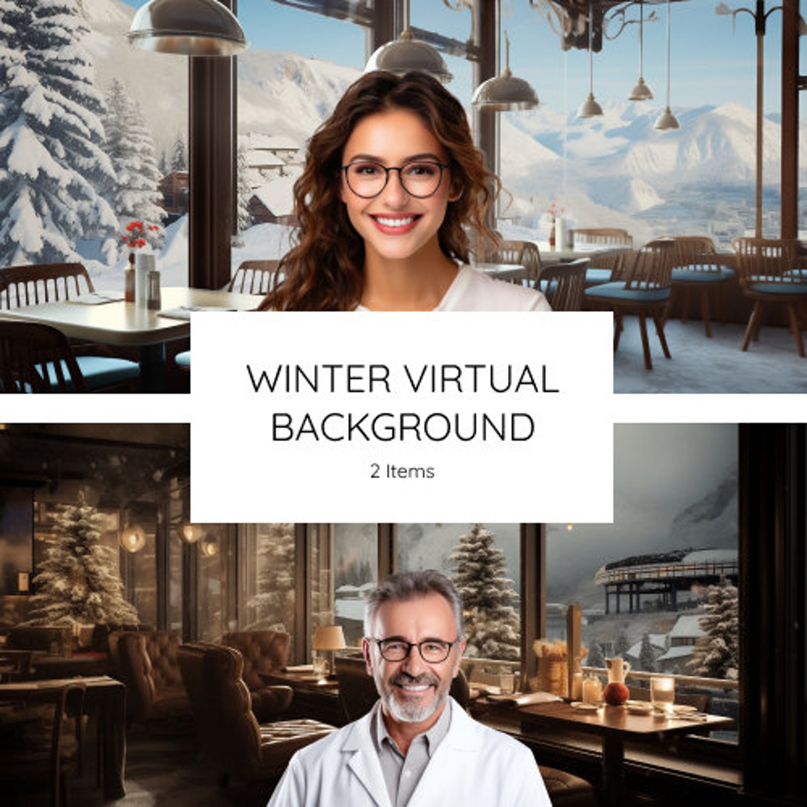 Winter Holiday Cafe Oasis Virtual Zoom Background, Backdrop - Zoom ...