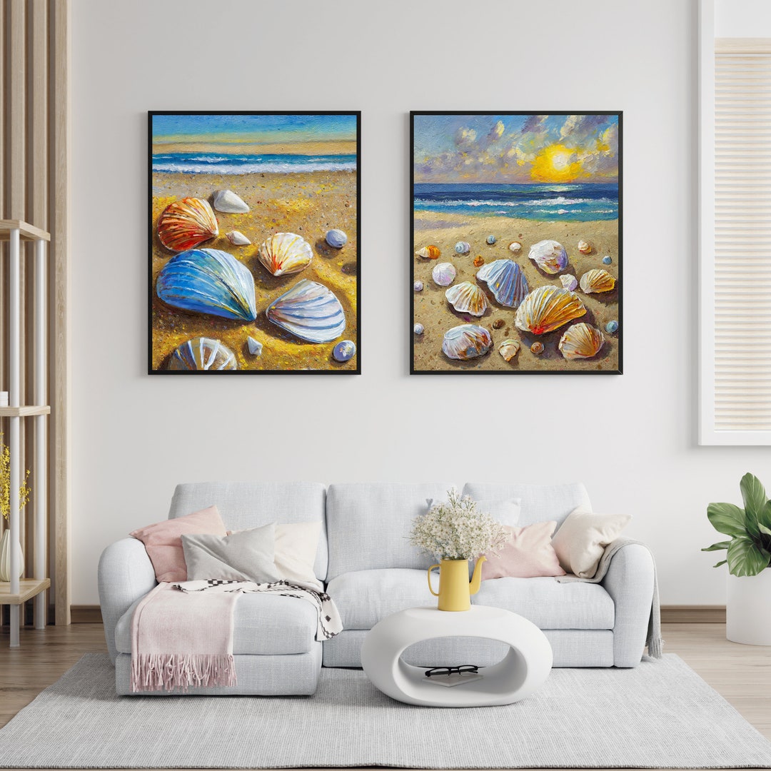 Set of 3 Shells Inspired Pngs for Cricut Coastal Aesthetic Wall Art ...