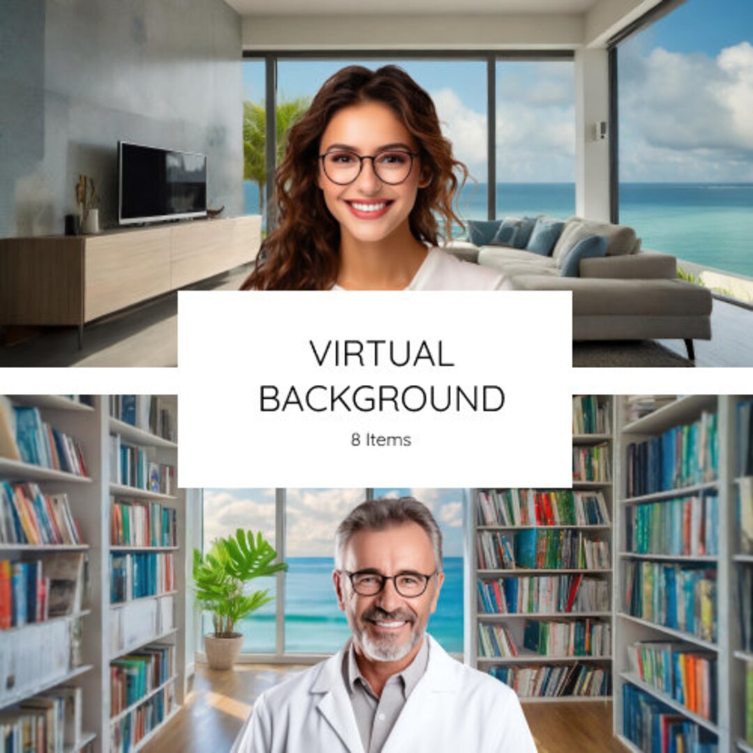 Serene Ocean View Living Room Virtual Backgrounds Bundle Home Office ...