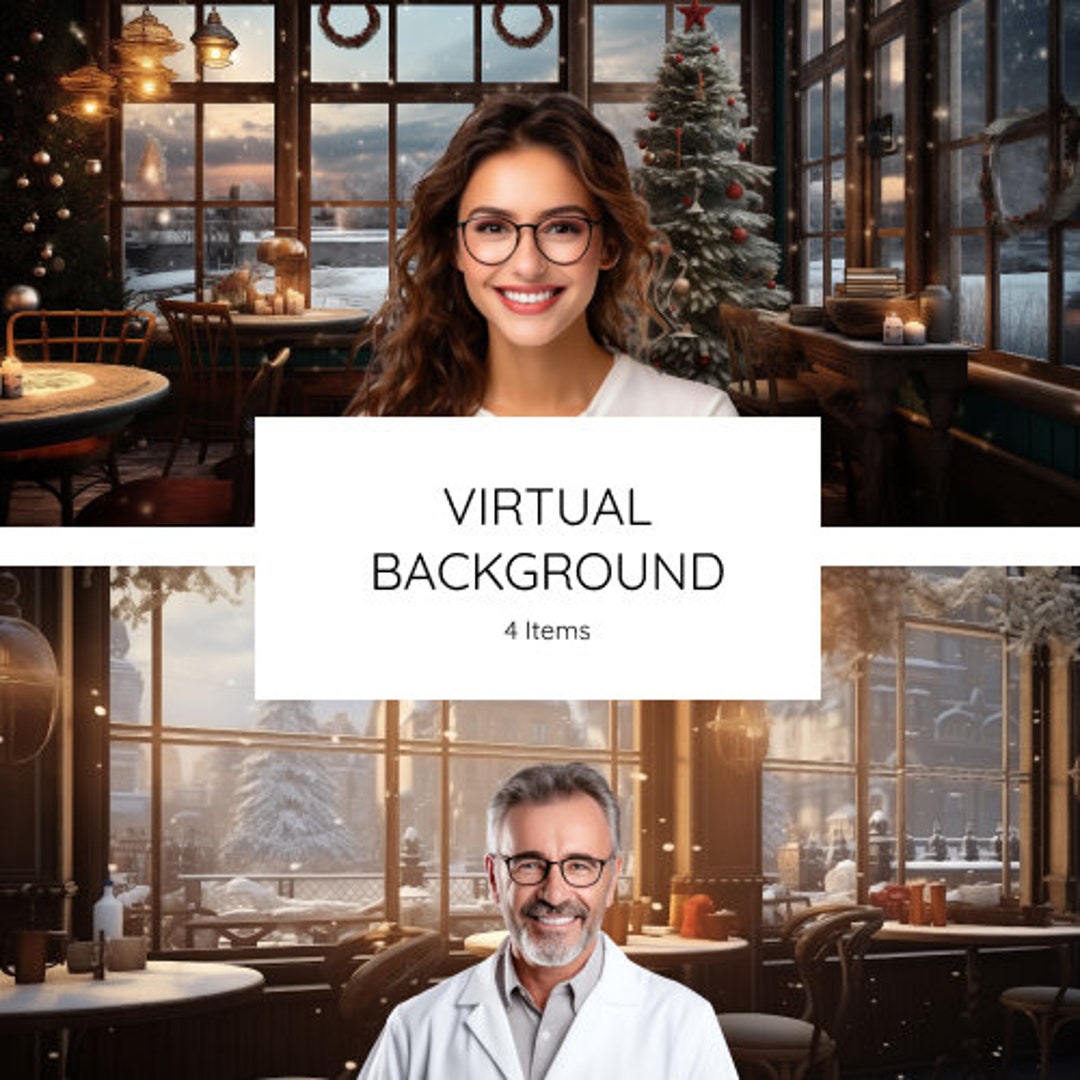 Cozy Christmas Cafe Virtual Backgrounds, Backdrop - Zoom Background ...