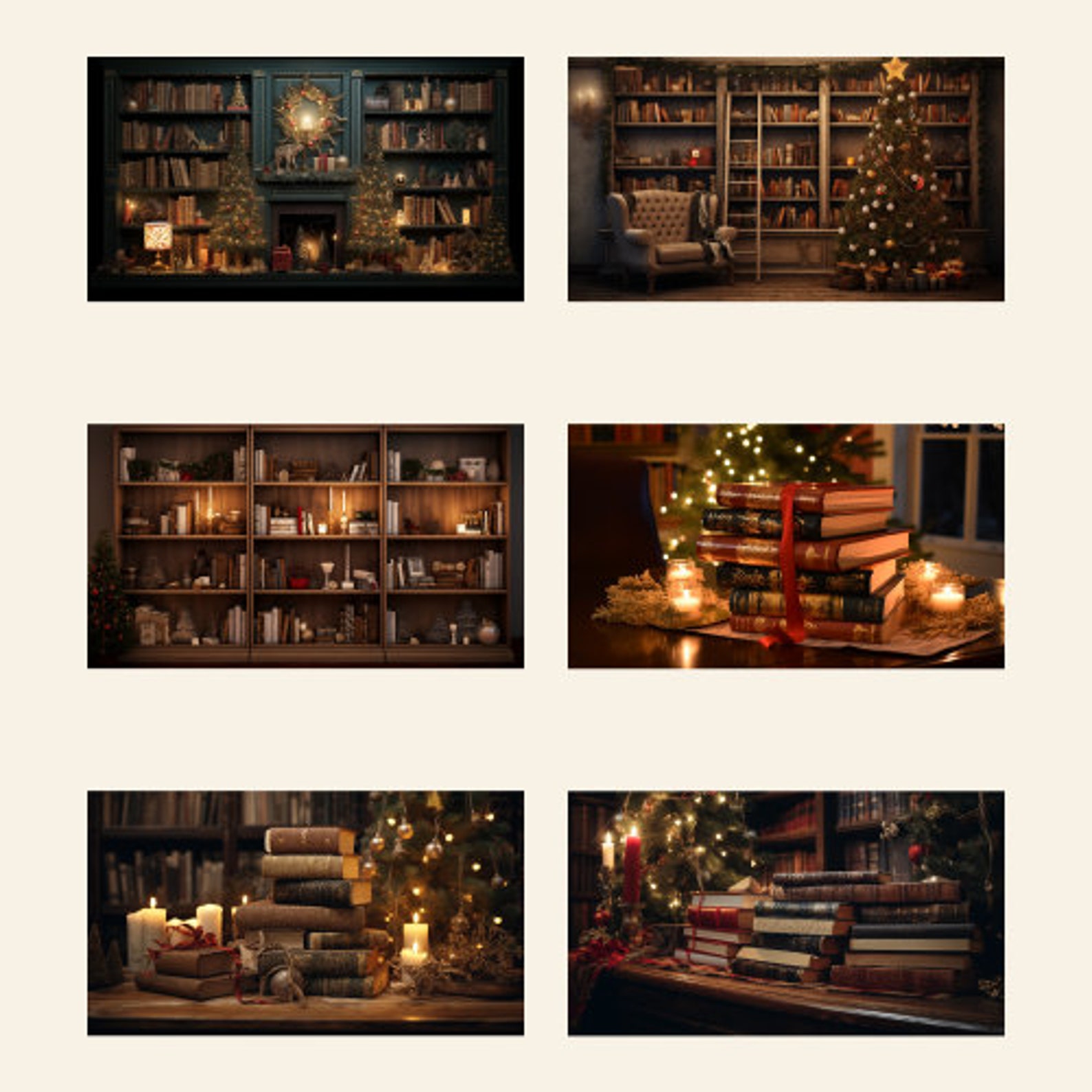 Festive Christmas Decorated Bookcase Library Video Virtual - Etsy