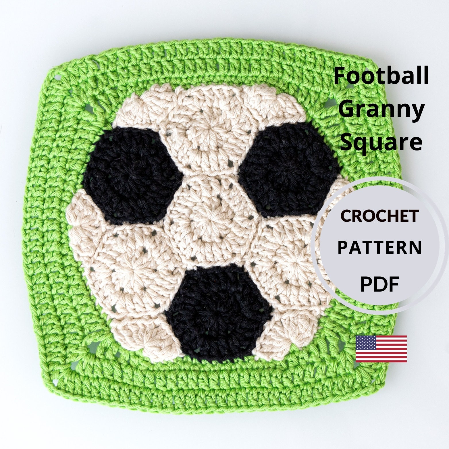 Crochet Soccer Granny Square Pattern: Football Motif (PDF Pattern) - Etsy