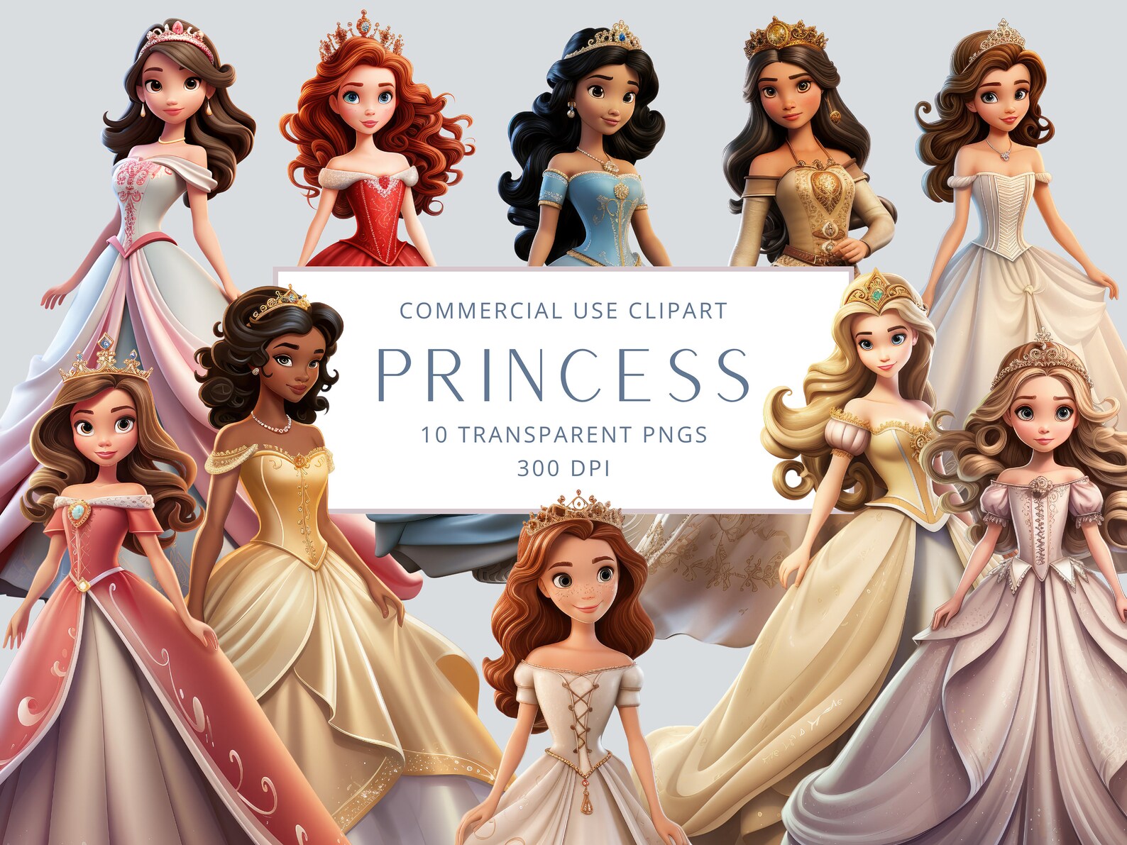 Princess Clipart Pack | Princess Graphics | Transparent PNG ...