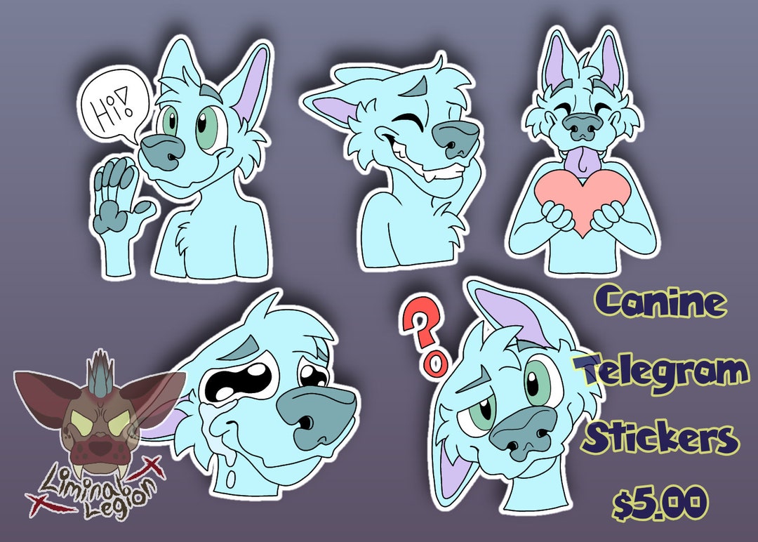 Canine Furry Fursona Anthro Telegram Stickers - Etsy