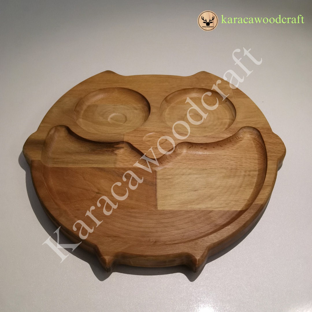 Handcrafted Wooden Potato Plate With Owl Figure Eco-friendly Kids ...