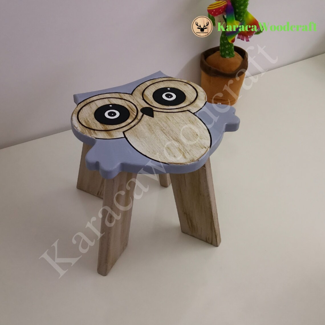 Whimsical Owl Wooden Stool: Playful Seating for Little Ones - Etsy
