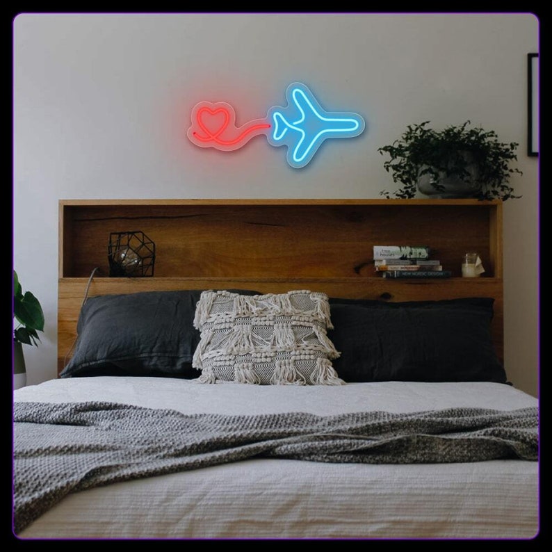 Plane Neon Sign, Airplane Led Neon Sign, Plane Wall Decor, Airplane ...