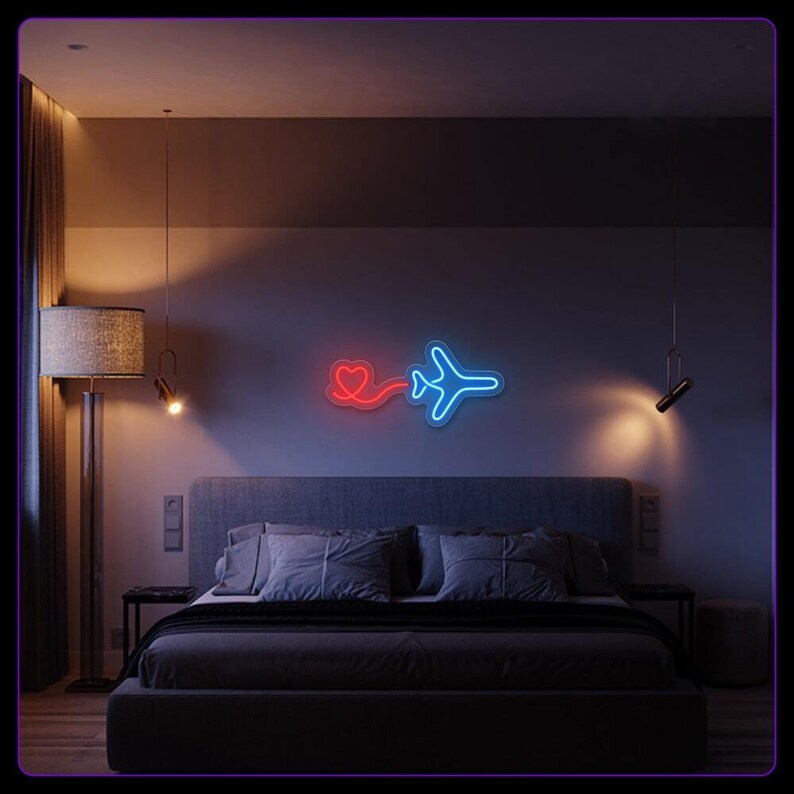 Plane Neon Sign, Airplane Led Neon Sign, Plane Wall Decor, Airplane ...