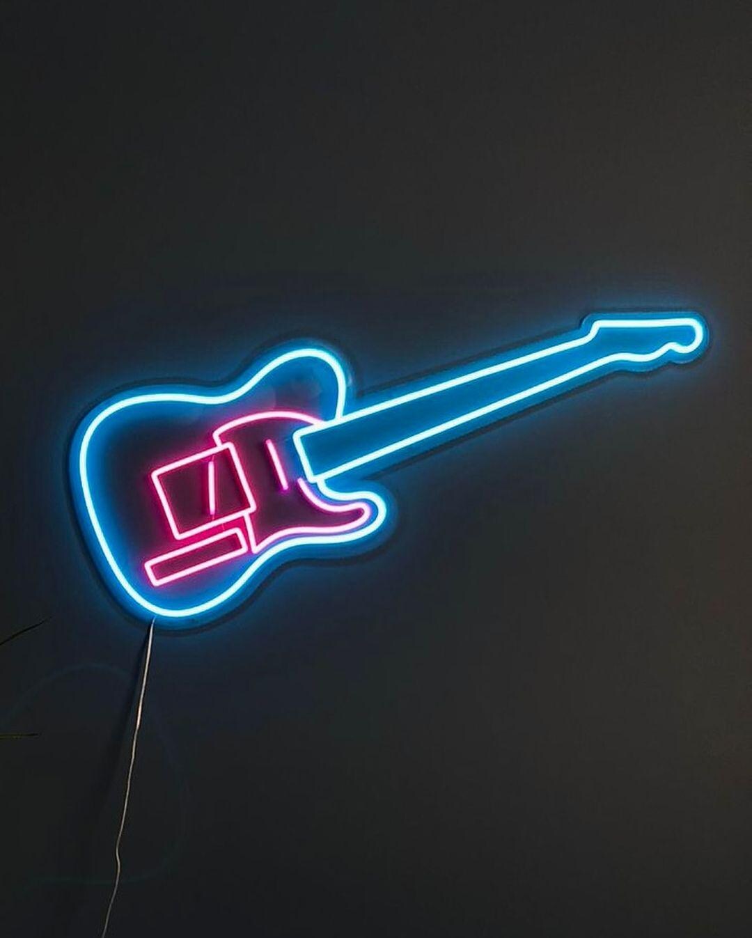 Guitar Neon Sign, Live Music Guitar Neon, Music Instrument Led Light ...