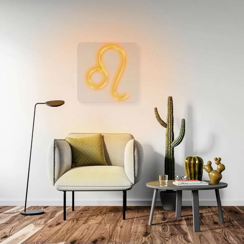 Lion Zodiac Neon Light, Astrology , Zodiac Symbol, Zodiacal Light, Wall ...