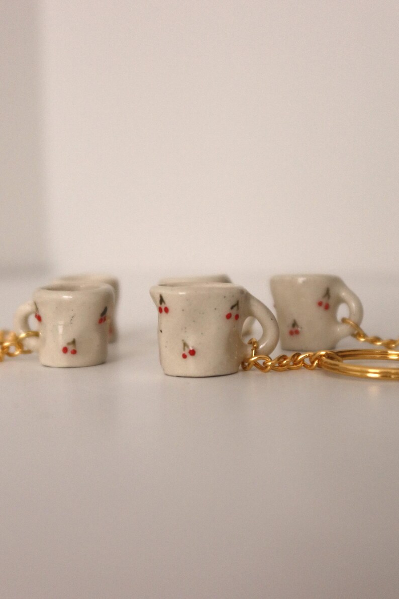 Cute Cherry Mini Mug | Handmade Clay Keychain - Etsy