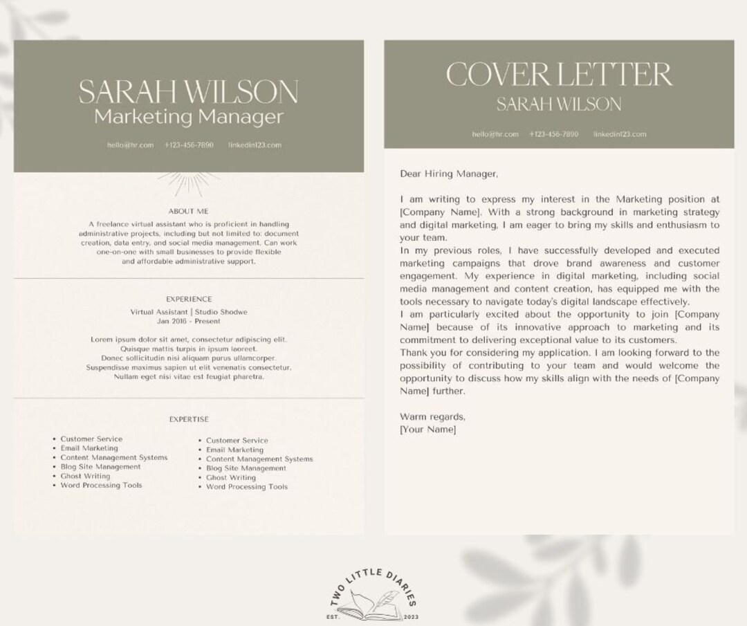 Editable Resume & Cover Letter Template - Etsy