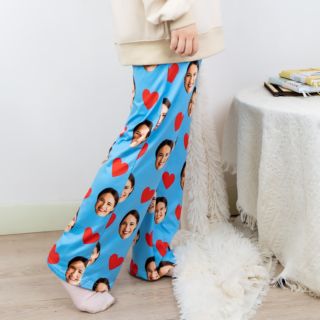 Personalized Pajama Pants With Face, Custom Portrait Pajama Pants Name ...