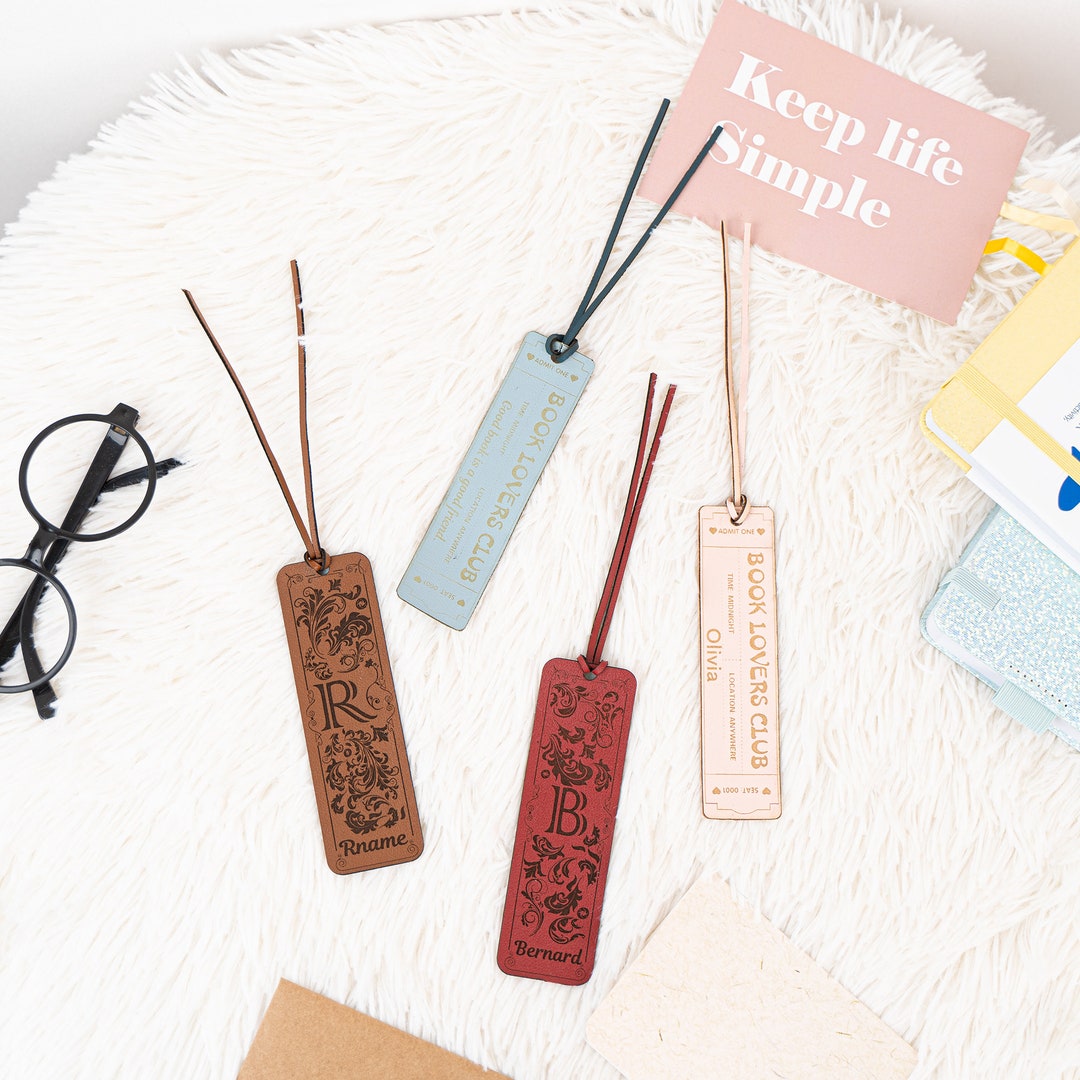 Custom Leather Bookmark: Personalized Initial & Name, Book Lover Gift ...