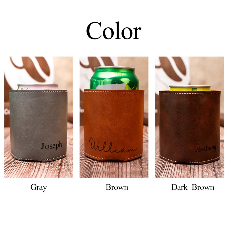 Personalized Faux Leather Can Cooler: Engraved Groomsmen Gift - Etsy